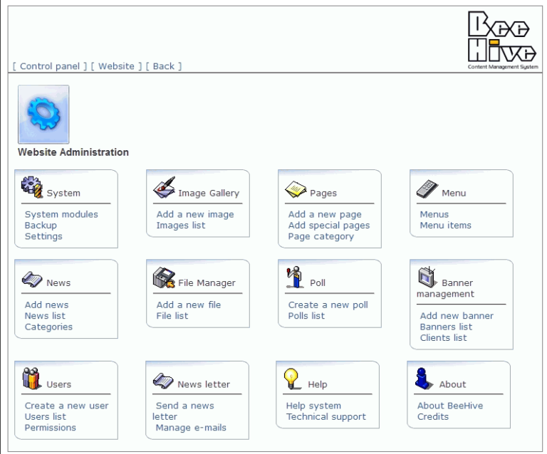 Beehive CMS Demo Site » Try Beehive CMS without installing it