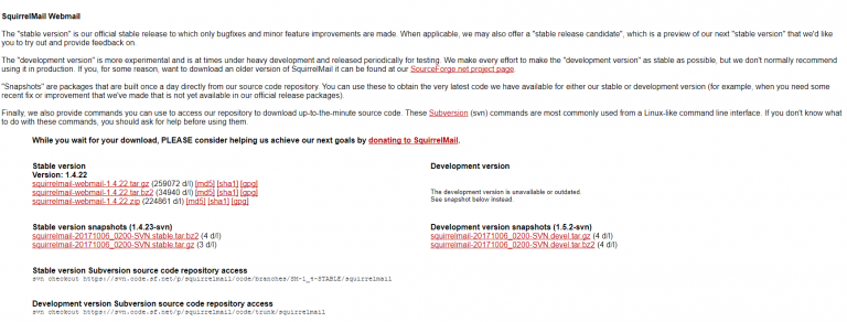 SquirrelMail Demo Site » Try SquirrelMail without installing it