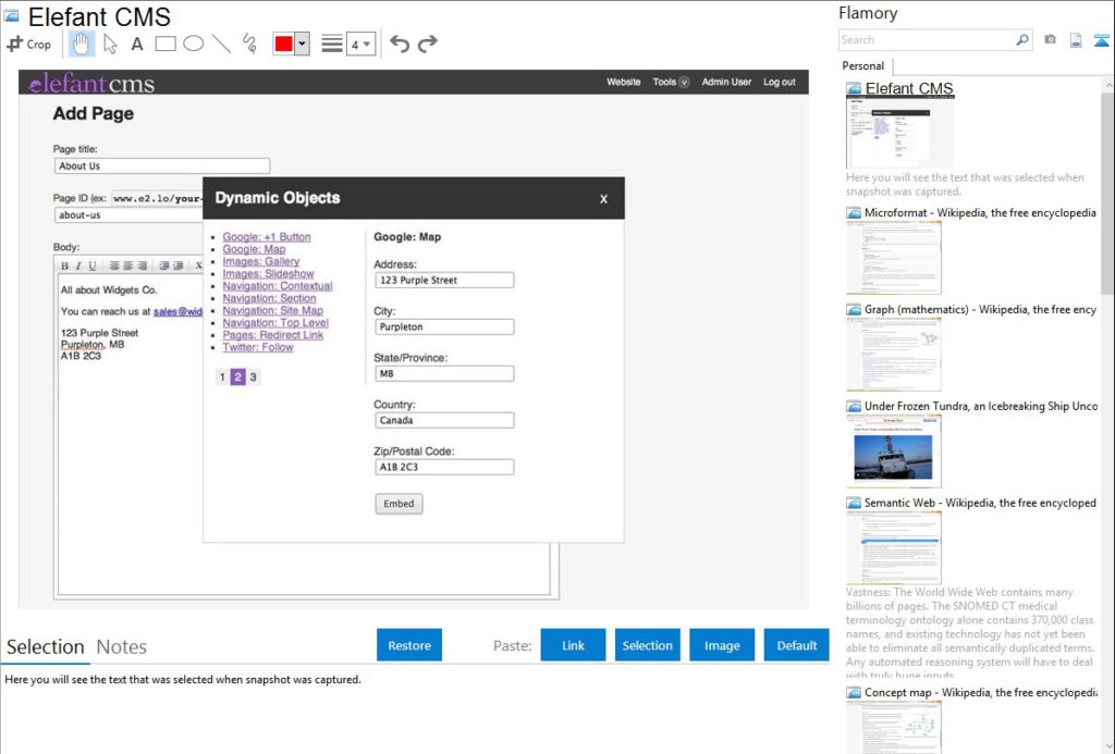 Elefant CMS Demo Site » Try Elefant CMS without installing it