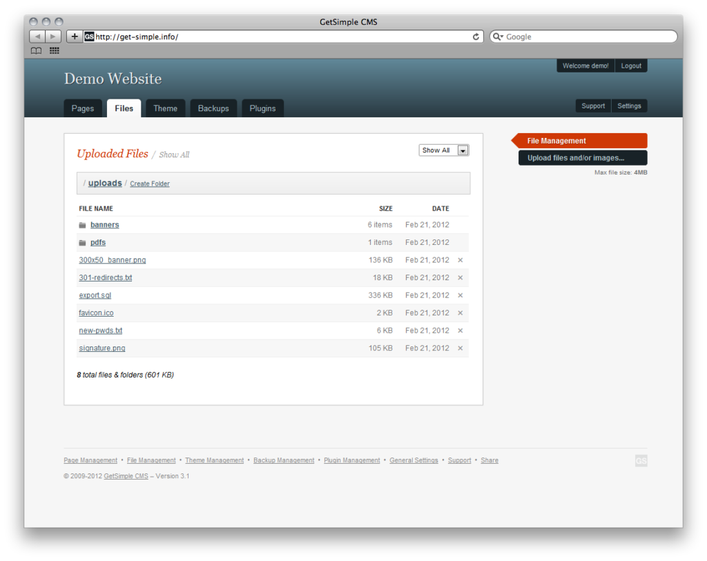 GetSimple CMS Demo Site » Try GetSimple CMS without installing it