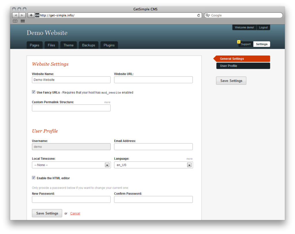 GetSimple CMS Demo Site » Try GetSimple CMS without installing it