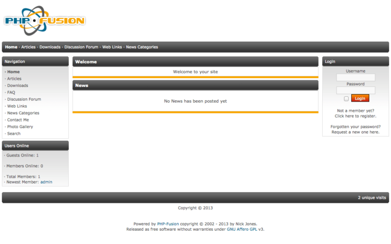 PHP-Fusion Demo Site » Try PHP-Fusion without installing it